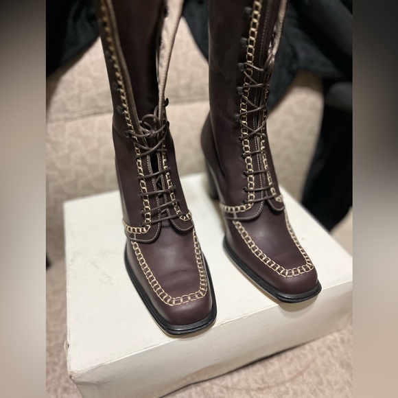Donna Kelty | Shoes | Donna Kelly Brown Lace Up Chunky Heel Square Toe ...